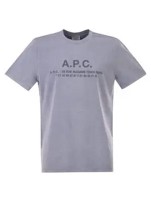 A.p.c. Organic Cotton T-shirt With Logo Print - Blue