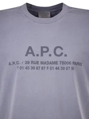 A.p.c. Organic Cotton T-shirt With Logo Print - Blue