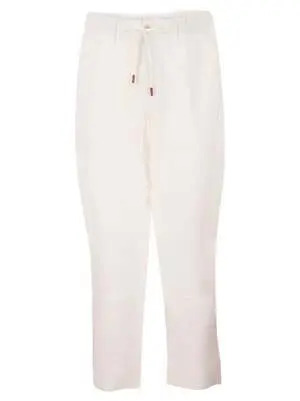 Kiton Tailored Linen Drawstring Trousers - White