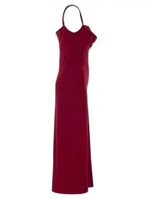 Max Mara Long Dress With Draped Neckline - Red