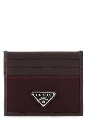 Prada Dark Leather Card Holder - Brown