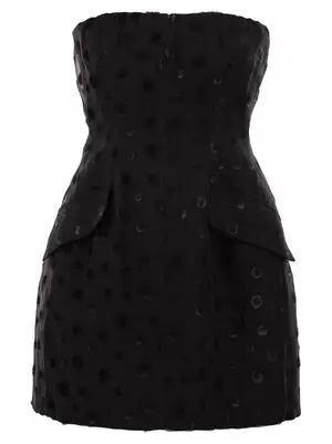 Sportmax Spxvampata Flocked Silk Bustier Mini Dress - Black