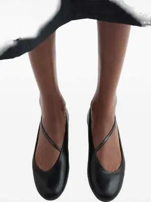 JIL SANDER Leather Ballet Flats - Black