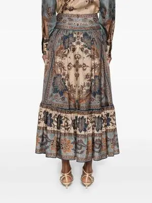 Zimmermann Ascension Tiered Midi Skirt - Blue