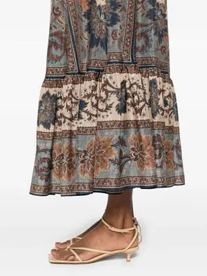 Zimmermann Ascension Tiered Midi Skirt - Blue