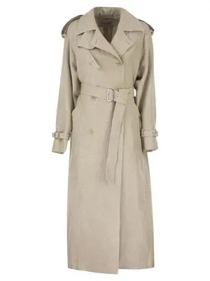 Max Mara Long Pure Linen Trench Coat - Cream