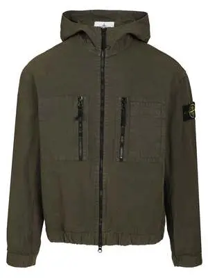 Stone Island Organic Cotton Ripstop Hooded Overshirt Gray
