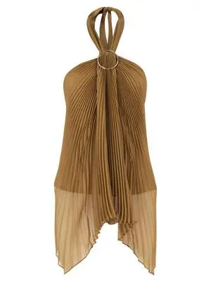 Max Mara Mxevalzer Pleated Halter Top With Ring Detail - Multicolor