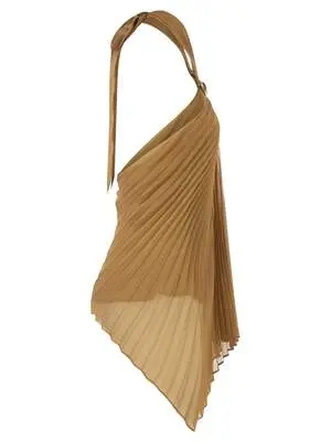 Max Mara Mxevalzer Pleated Halter Top With Ring Detail