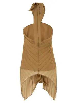 Max Mara Mxevalzer Pleated Halter Top With Ring Detail - Multicolor