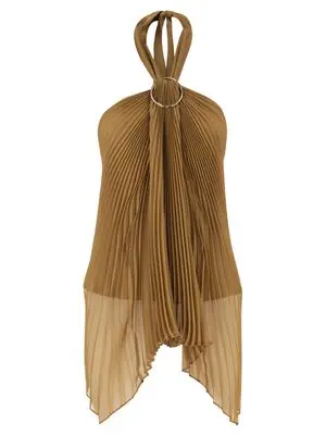 Max Mara Pleated Halter Top With Ring Detail - Multicolor