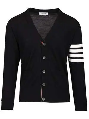 Thom Browne Classic 4-barrelled Merino Wool Cardigan - Blue