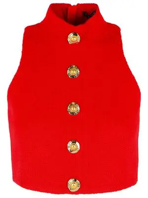 Balmain Virgin Wool Top - Red