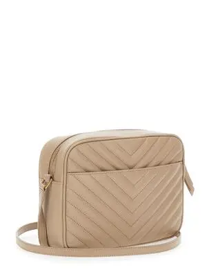 Saint Laurent Crossbody Bag 'lou' With Cassandre In Quilted Beige Leather - Multicolor