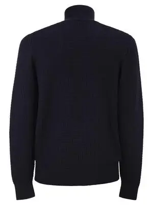BOSS Textured Cotton Sweater With High Neck And Zip