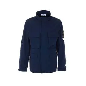Stone Island Logo Micro Twill Jacket - Blue