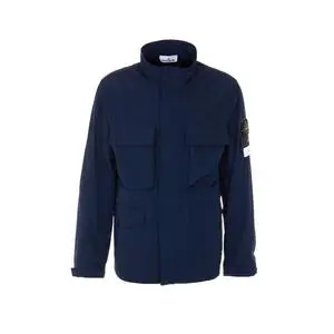 Stone Island Logo Micro Twill Jacket - Blue