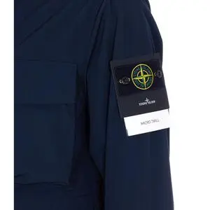Stone Island Logo Micro Twill Jacket - Blue