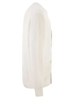 BOSS Ribbed Cotton Cardigan With Contrast Buttons