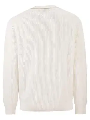 BOSS Ribbed Cotton Cardigan - White