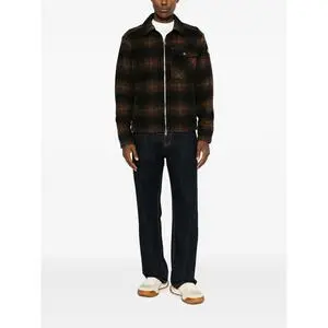 Moncler Check Pattern Shirt Jacket - Brown