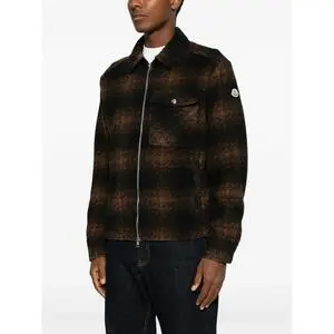 Moncler Check Pattern Shirt Jacket - Brown