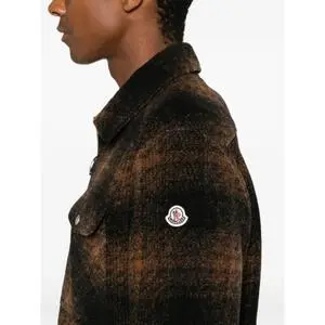 Moncler Check Pattern Shirt Jacket - Brown