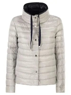Herno Reversible Ultra-light Nylon Down Jacket With Funnel Neck