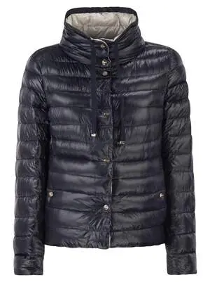 Herno Reversible Ultra-light Nylon Down Jacket With Funnel Neck - Blue