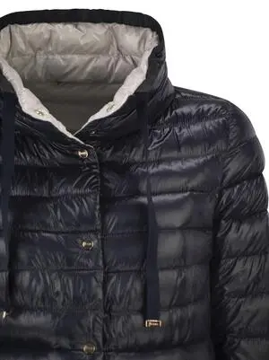 Herno Reversible Ultra-light Nylon Down Jacket With Funnel Neck - Blue