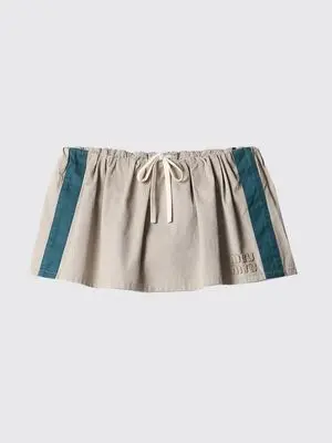 Miu Miu Cotton Mini Skirt With Drawstring - Green