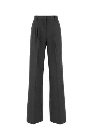 Andamane Dark Grey Twill Wide-leg Nathalie Pant - Gray