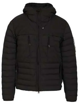 Stone Island Hooded Down Jacket In Stretch Fabric - Black