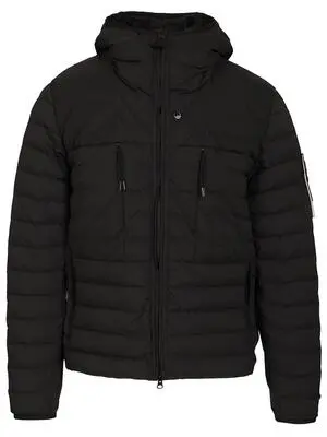 Stone Island Hooded Down Jacket In Stretch Fabric - Black