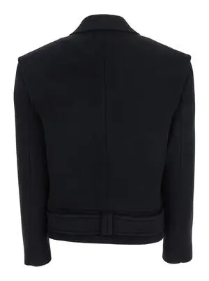 Balmain Wool Jacket With Wide Lapels And Metallic Buttons - Multicolor