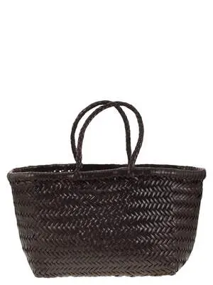 Dragon Diffusion Triple Jump Small Woven Leather Bag - Brown