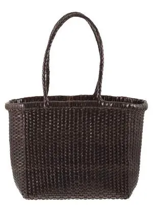 Dragon Diffusion Weave Braided Leather Bag S - Brown