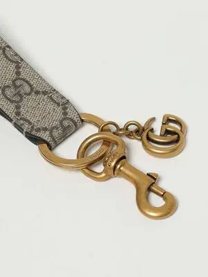Gucci Gg Brass And Gg Supreme Fabric Keyring
