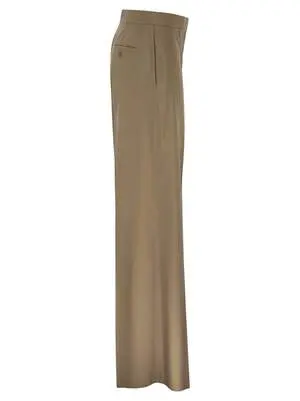 Max Mara Virgin Wool And Silk Wide-leg Trousers - Brown