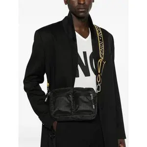 Fendi Ff Logo Jacquard Shoulder Bag - Black