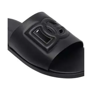Dolce & Gabbana Dg Logo Leather Slide Sandals