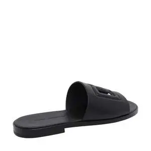Dolce & Gabbana Dg Logo Leather Slide Sandals