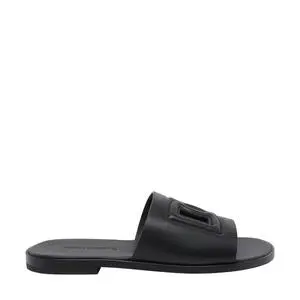 Dolce & Gabbana Leather Slide Sandals - Black