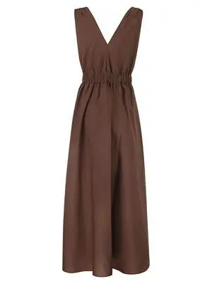 Brunello Cucinelli Techno Cotton Poplin Belted Dress - Brown