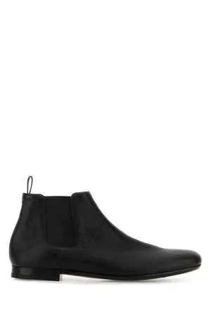Prada Leather Ankle Boots - Black