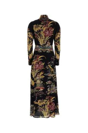 Etro Printed Crepe Long Dress
