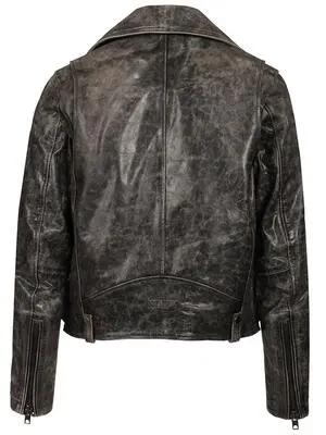 DIESEL® Leather Biker Jacket - Gray