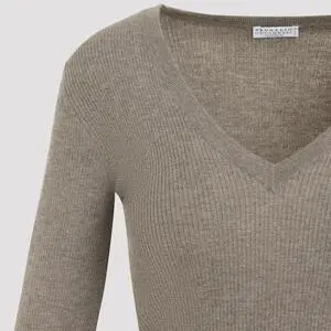 Brunello Cucinelli Ribbed V-neck Sweater