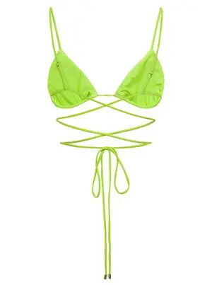 SELF-PORTRAIT Bikini Top With All-over Crystal Embellishment In Green Polyamide - Multicolor