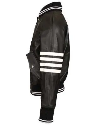 Thom Browne 4-bar Leather Bomber Jacket